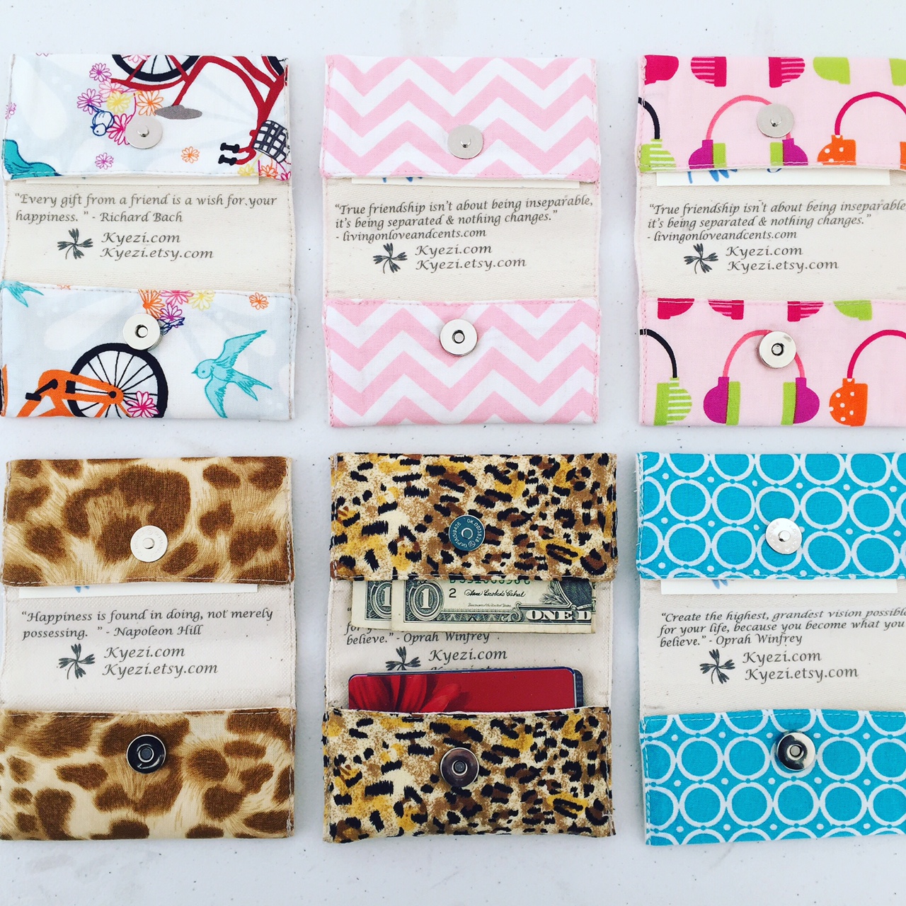 Red and Off White Polka Dot Print Mini Wallet, Credit Card Wallet ...